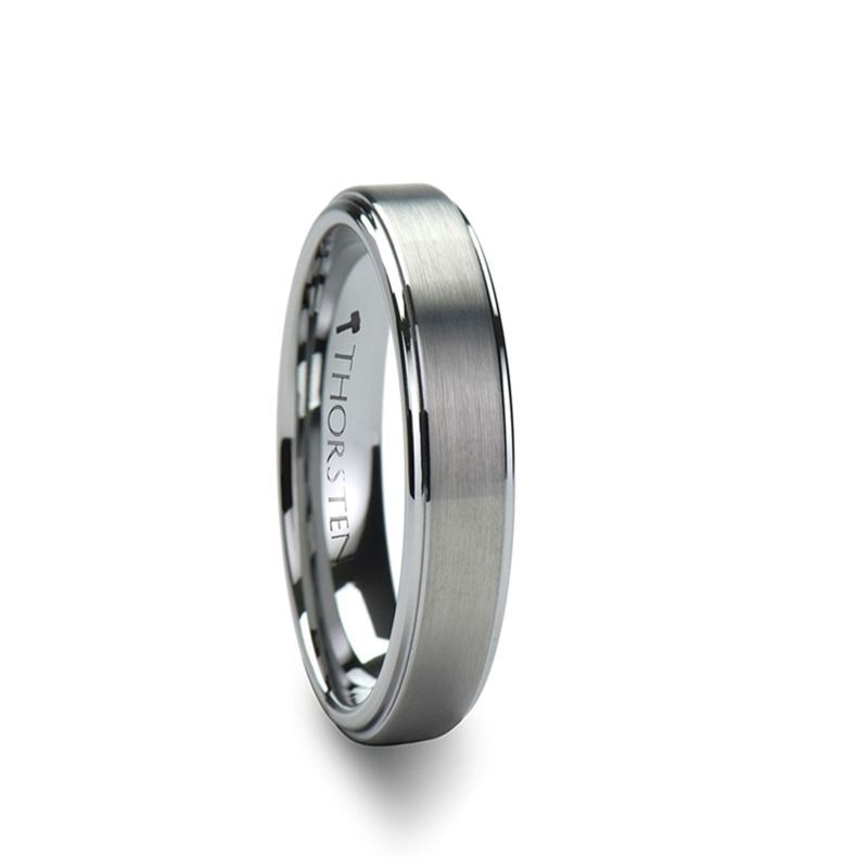 OPTIMUS Raised Center with Brush Finish Tungsten Ring - 4mm – DELLAFORA